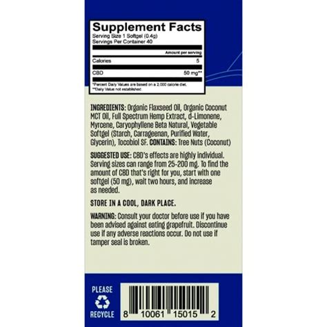 Lazarus Naturals Full Spectrum Cbd Capsules 50mgcapsule