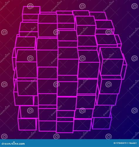 Wireframe Mesh Cube Stock Vector Illustration Of Construction