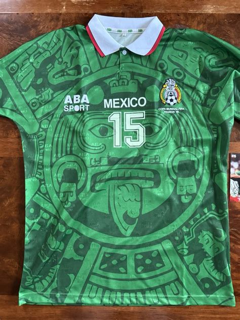 Mexico 1998 Aba Sports Xl Jersey Autograph Luis Hernandez 15 Size Extra