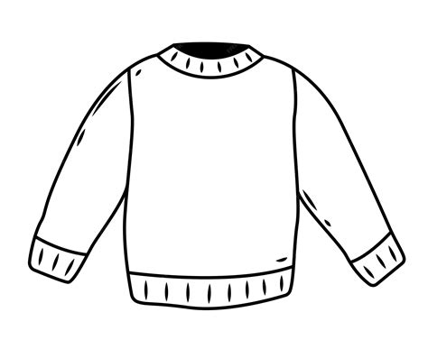 Suéter De Invierno Dibujado A Mano De Garabato De Contorno Negro Vector Premium