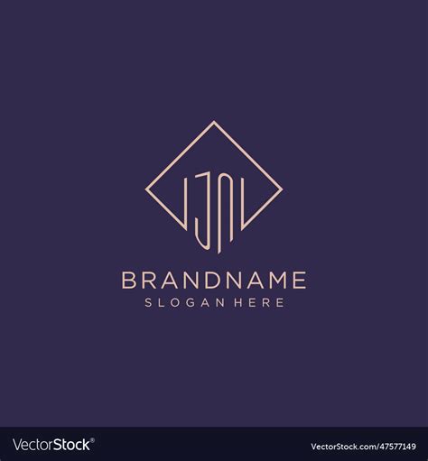 Initials Jn Logo Monogram With Rectangle Style Vector Image