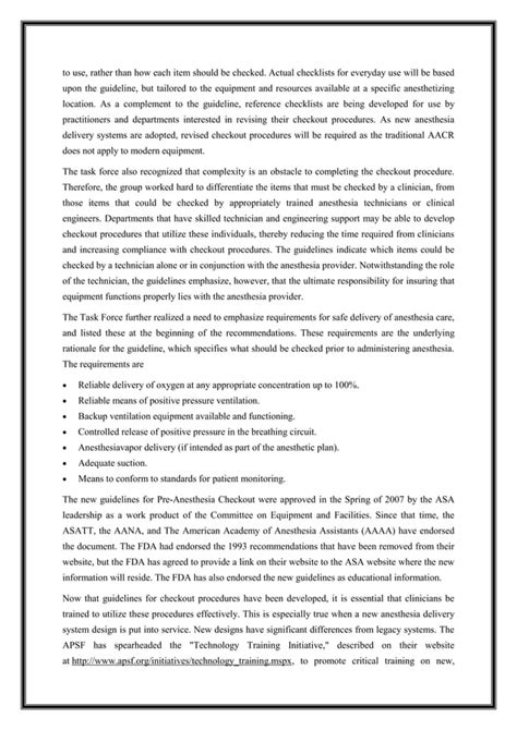 New Guidelines Available For Pre Anesthesia Checkout Pdf Lung And Respiratory Health