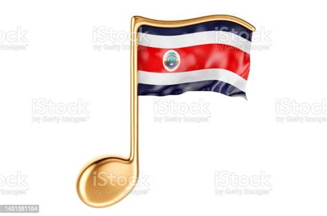 코스타리카 국기가 있는 음표 코스타리카의 음악 개념 3d 렌더링 높은음자리표에 대한 스톡 사진 및 기타 이미지 높은음자리표 열쇠 음악 Istock