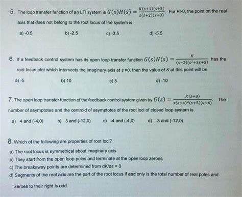 solved 5 the loop transfer function of an lti system is