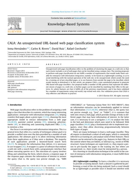 cala an unsupervised url based web page classification system pdf