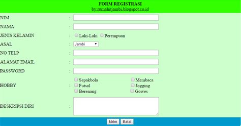 Cara Membuat Form Registrasi HTML Rumah IT Jambi