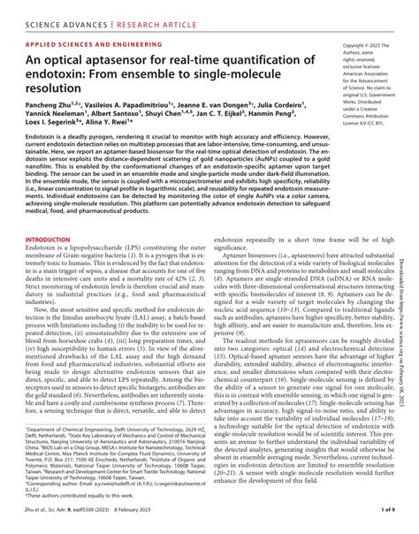 Pdf An Optical Aptasensor For Real Time Quantification Of Endotoxin From Ensemble To Single