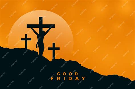 예수 그리스도 십자가에 못 박힌 장면과 함께 성 금요일 배경 프리미엄 벡터