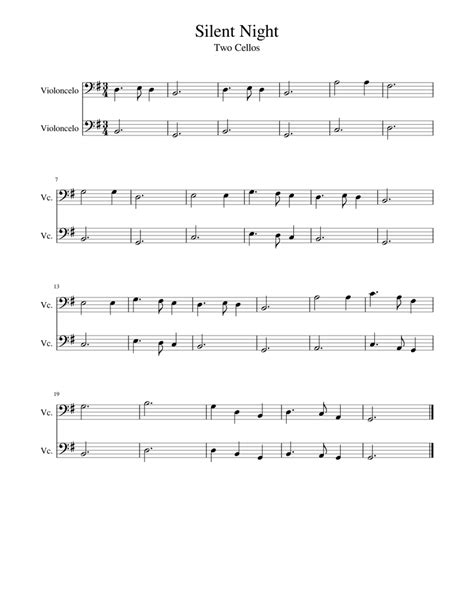 Silent Night Sheet Music For Cello String Duet