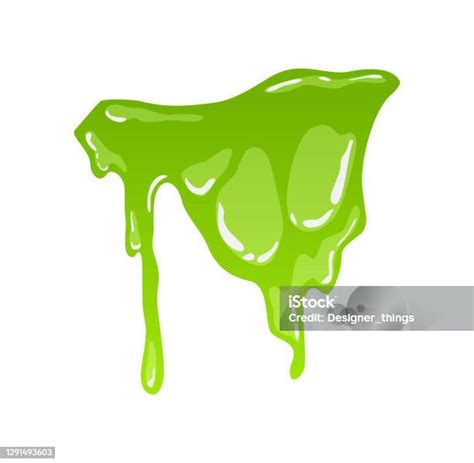 녹색 점액 끈적끈적한 방울 독성 떨어지는 점액 끈적끈적한 스로트와 드롭 액체 테두리 만화 고립 된 벡터 장식 형태 재생 Blotch Snot 개념에 대한 스톡 벡터 아트 및