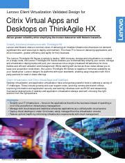 Lenovo Client Virtualization Validated Design For Citrix Xendesktop On Thinkagile Hx With