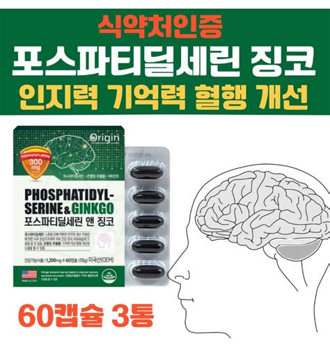 기억력 인지력 혈행 개선제 영양제 포스파티딜세린 은행잎 추출물 징코 빌로바 플러스 혈관 확장 혈액 순환 식물 티몬