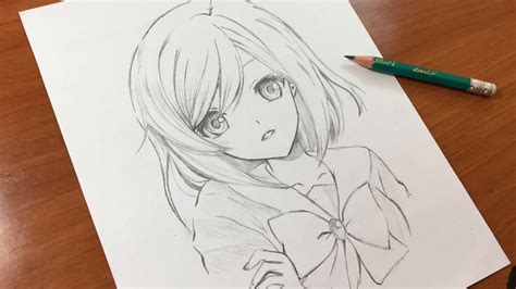 رسم فتاة أنمي باستخدام قلم رصاص فقط Youtube