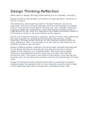 Design Thinking Reflection Docx Design Thinking Reflection What Steps In Design Thinking Would