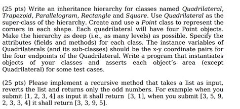 solved 25 pts write an inheritance hierarchy for classes