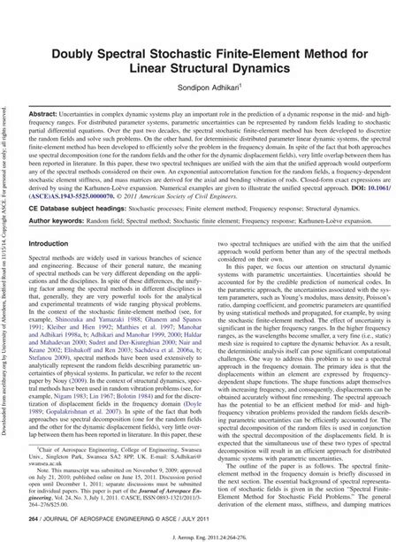 Pdf Doubly Spectral Stochastic Finite Element Method For Linear Structural Dynamics Dokumen Tips