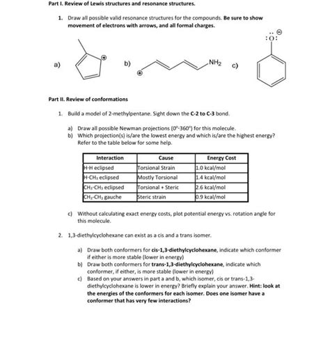 Solved Part I Review Of Lewis Structures And Resonance Chegg
