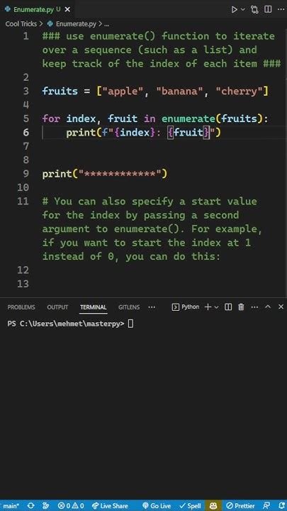 Learn Enumerate In Python Shorts Coding Ai Python Programming