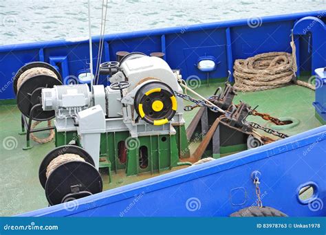 Anchor Windlass With Chain Stock Image Image Of Handle 83978763