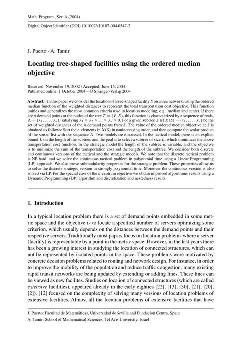 Pdf Locating Tree Shaped Facilities Using The Ordered Median Objective