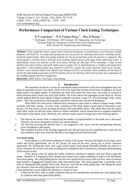 Performance Comparison Of Various Clock Gating Techniques Pdf