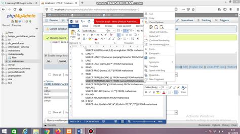 Function Mysql Pada Phpmyadmin Youtube