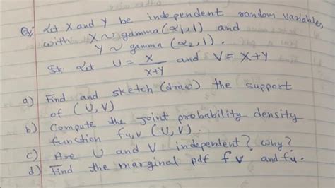 Solved A Let X And Y Be Independent Random Variables Y Gamma Chegg