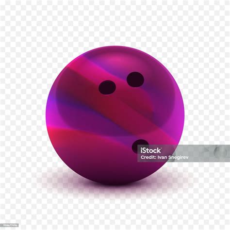 벡터 일러스트 레이 션 현실적인 3d 스트라이프 핑크 볼링 공입니다 투명 한 체크 무늬 배경에 고립 디자인 요소입니다 Eps10
