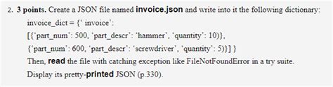 Solved Points Create A JSON File Named Invoice Json Chegg