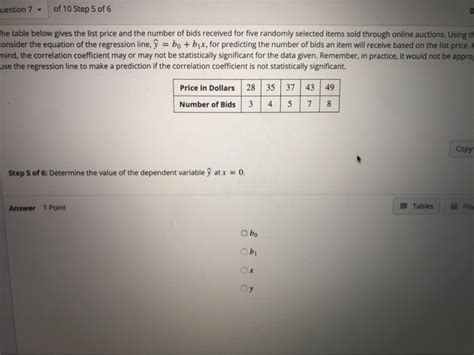 solved uestion 7 of 10 step 5 of 6 the table below gives the