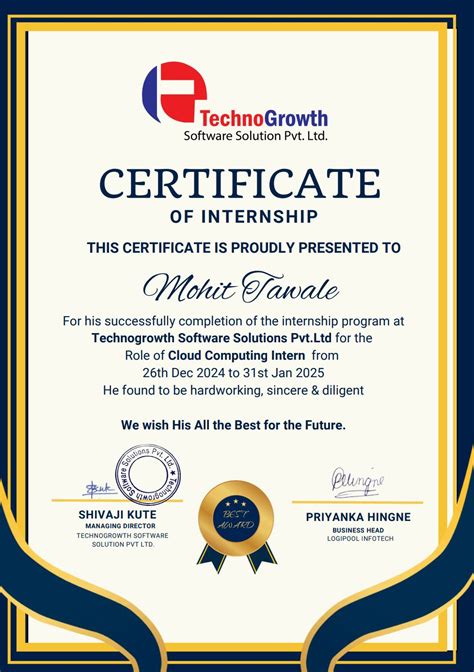 Aws Cloudcomputing Internship Technogrowth Careergrowth… Mohit