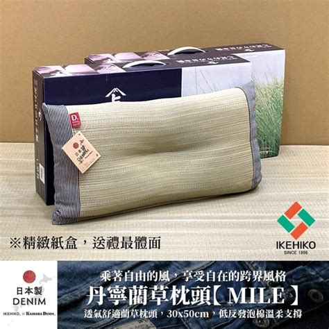 日本 IKEHIKOMile單寧藺草枕頭 牛仔藍 其他纖維枕 Yahoo購物中心