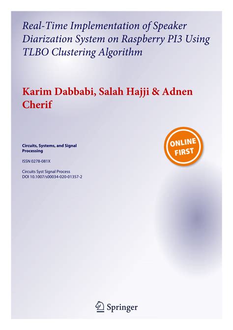 Pdf Real Time Implementation Of Speaker Diarization System On Raspberry Pi3 Using Tlbo