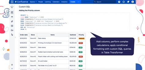 table filter charts and spreadsheets for confluence version history