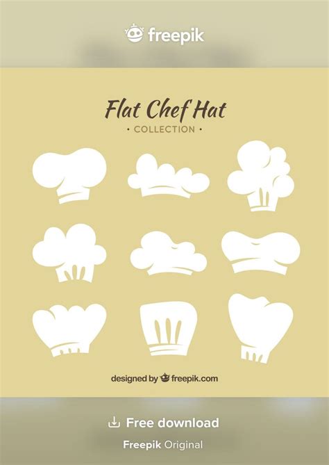 플랫 셰프 모자 선택 무료 벡터 Chefs Hat Hat Designs Place Card Holders