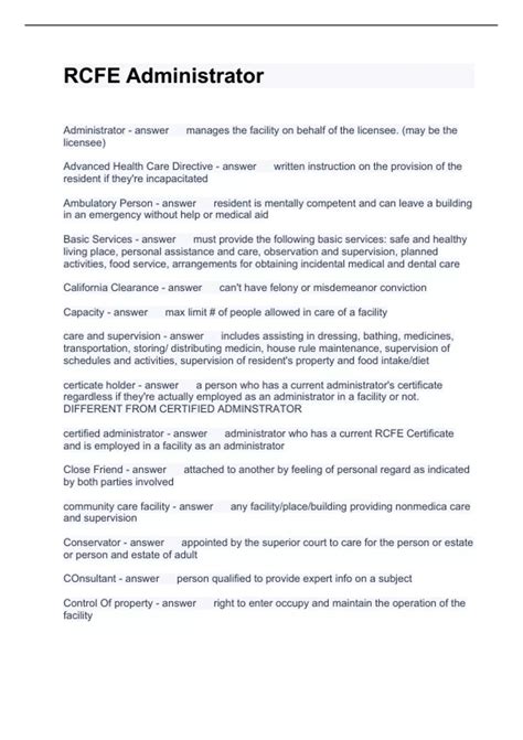 Rcfe Administrator Questions With Correct Answers 2023 Rcfe Stuvia Us