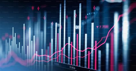 주식 시장 행동을 보여주는 선과 숫자 막대 다이어그램이 있는 재무 차트 및 상승 그래프 성공적인 거래의 개념입니다 진한 파란색 배경입니다 3d 렌더링 사진
