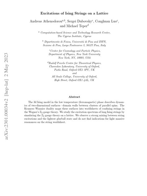 Excitations Of Ising Strings On A Lattice Pdf Ferromagnetism