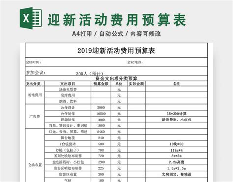 活动费用预算表格excel模板 包站长