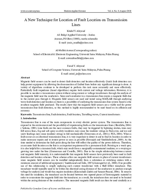 Pdf A New Technique For Location Of Fault Location On Transmission Lines