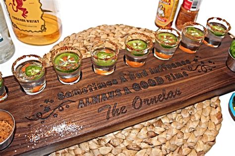 Large Alcohol Serving Shot Tray Tequila Shot Flight Personalized Shot Serving Board