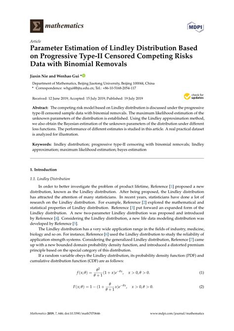 Pdf Parameter Estimation Of Lindley Distribution Based On Progressive Type Ii Censored