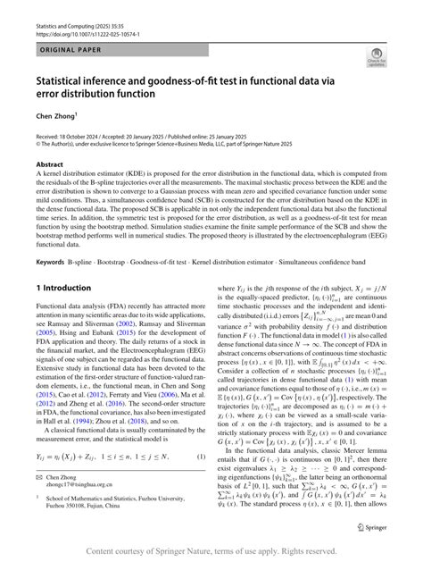 Statistical Inference And Goodness Of Fit Test In Functional Data Via