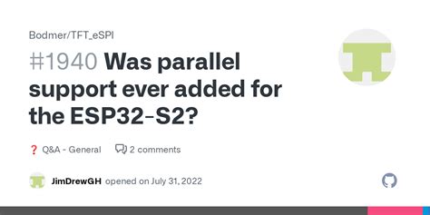 Was Parallel Support Ever Added For The ESP S Bodmer TFT ESPI Discussion GitHub