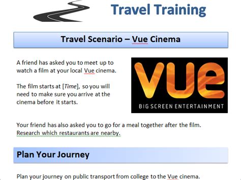 Travel Training Sen Travel Planning Vue Cinema Budgeting Skills Teaching Resources