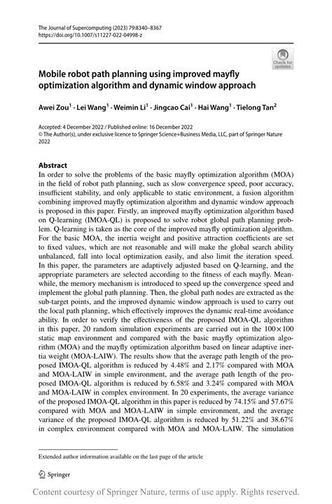 Mobile Robot Path Planning Using Improved Mayfly Optimization Algorithm And Dynamic Window
