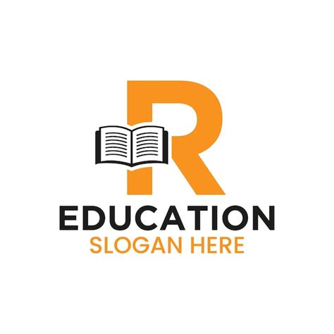 열린 책 아이콘 템플릿이 있는 편지 R 교육 로고 개념 프리미엄 벡터