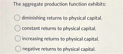 Solved The Aggregate Production Function