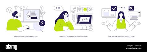 Green Computing Abstract Concept Vector Illustrations Stock Vector