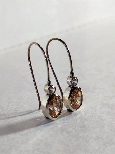 Oval Cubic Zirconia Drop Earrings Handmade In Sterling Silver